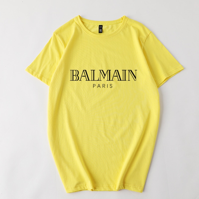 Balmain Paris Women Tshirt Cotton Harajuku Top Letter Pattern O-Neck ...
