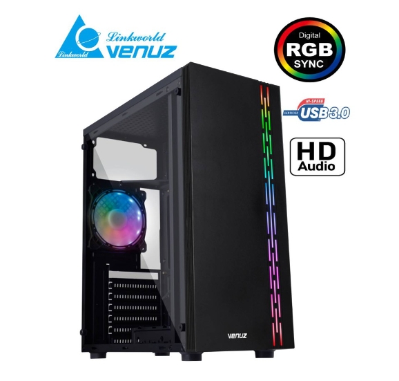 VENUZ ATX Computer Case VC1721ไฟ RGBประกัน 1ปีไฟปรับระดับได้แจ่มๆ ด้าน ...