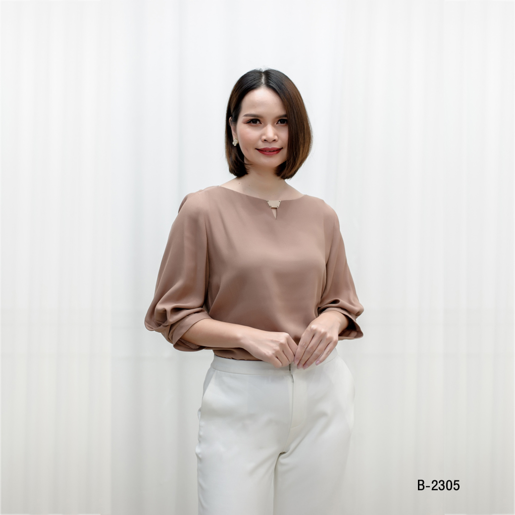 MIKIKO Blouse MI-B2305 ชีราเม้นท์ IGPU22-8-PM8 | Lazada.co.th