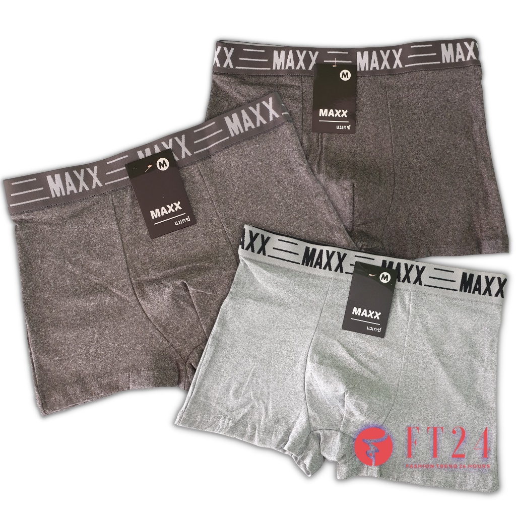 FT24.TH กางเกงในชาย MAXX 10 ตัว ผ้าคอตตอน สเปนเด็กซ์ สีเทาท็อปดราย คละสี แบรนด์ไทย คุณภาพดี ใส่ ...