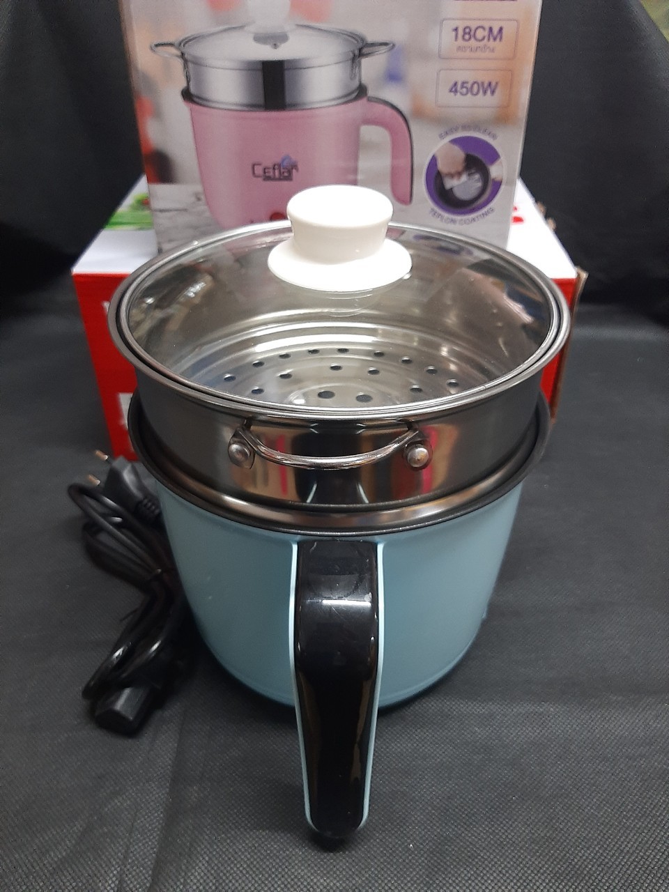 หม้อ หุงต้ม เอนกประสงค์ Ceflar รุ่น CSH-07 (คละสี) หม้อหุงต้ม18cm+ชั้นนึ่ง.No.CSH-07คละสี(Ceflar ...