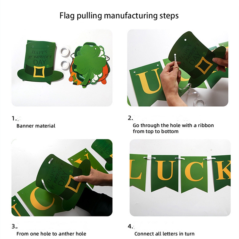 St Patricks Day Green Balloons Clover Banner Balloons Set Decorations ...