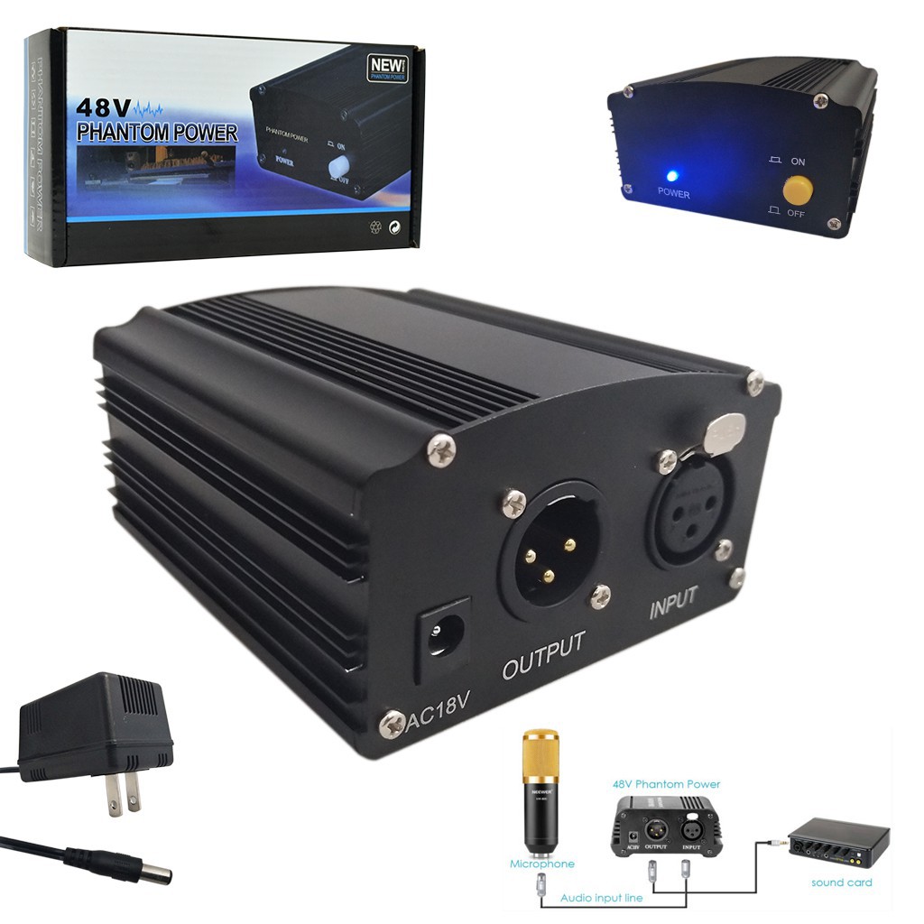Phantom Power 48V ตัวจ่ายไฟเพิ่มสำหรับ ไมค์อัดเสียง Mic Condenser - WW ...