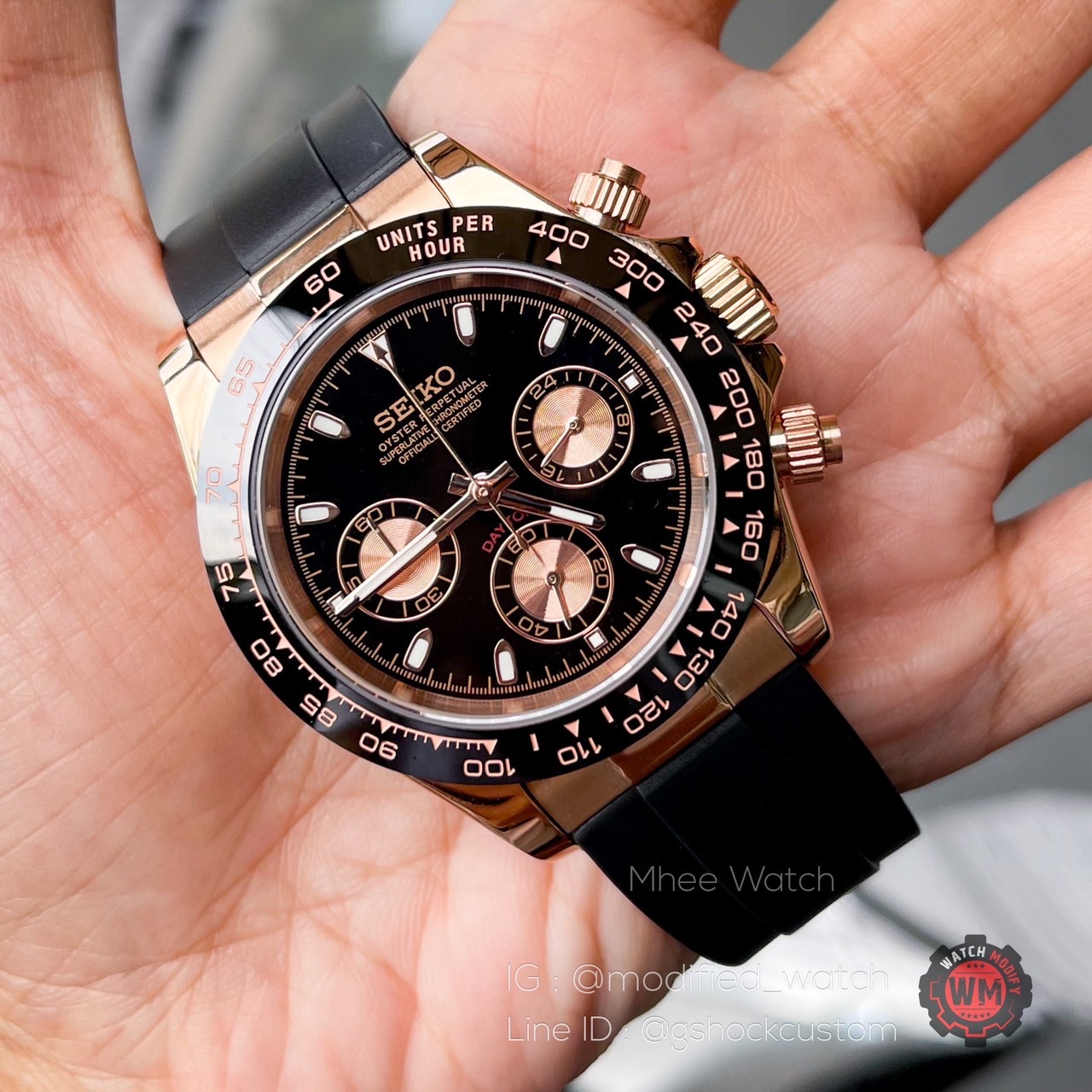 Seiko Mod Daytona Black Chocolate VK63 Movement Type Quartz - Mhee ...