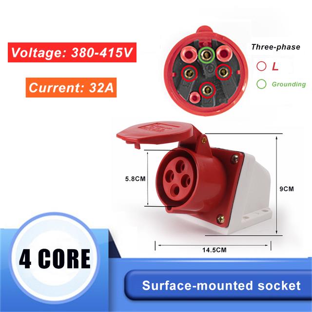 4 Core 32A 380 415V Waterproof Male Female Pair Aviation Plug Butt ...