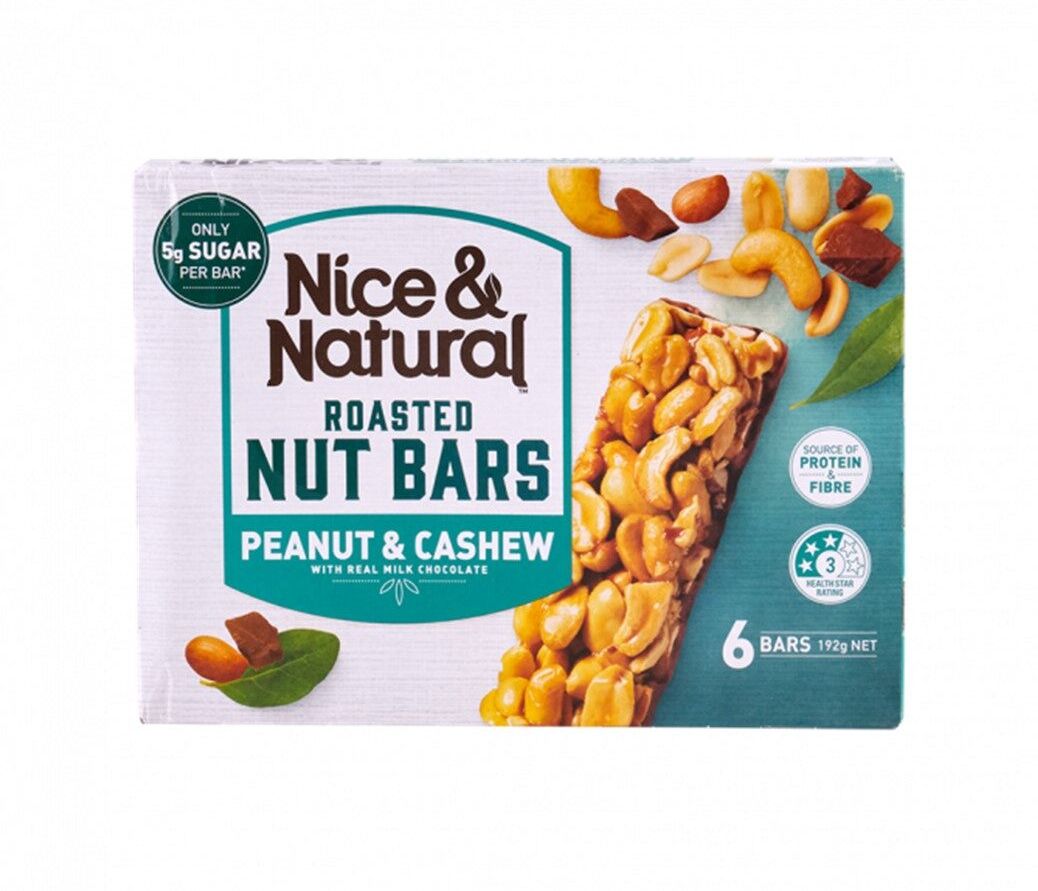 Nice & Natural Roasted Nut Bar Peanut & Cashew ธัญพืชอบแห้งถั่วลิสงผสม ...