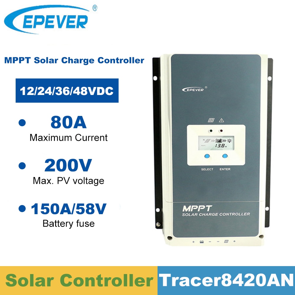 EPever 80A MPPT 12V 24V 36V 48V Solar Charge Controller Backlight LCD ...