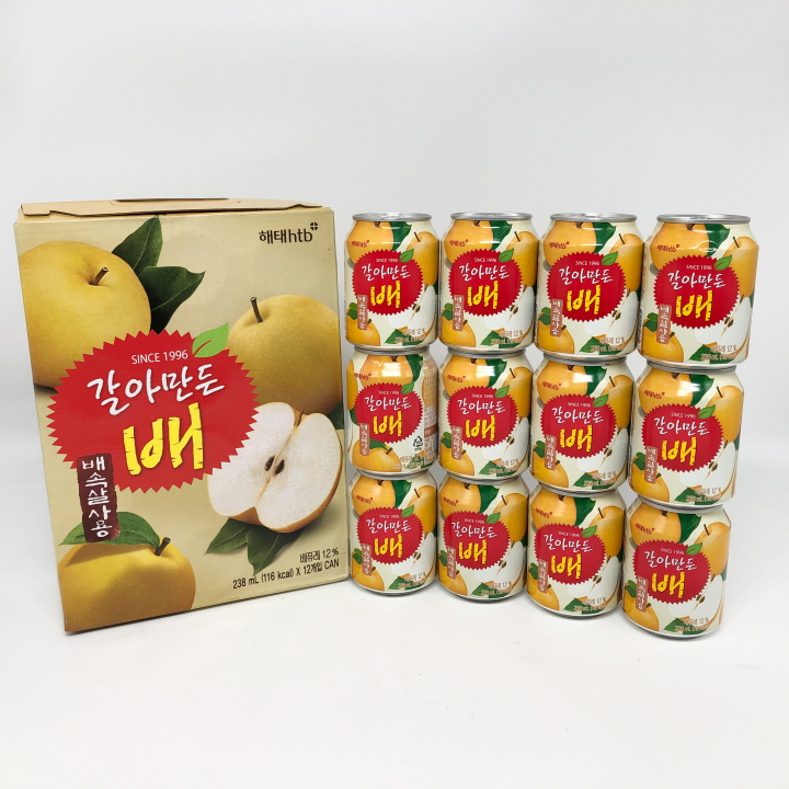 น้ำแพร์ 12 กระป๋อง Crushed PEAR JUICE น้ำลูกแพร์เกาหลี 갈아만든 배 น้ำผลไม้เกาหลี น้ำแพร์เกาหลี ...