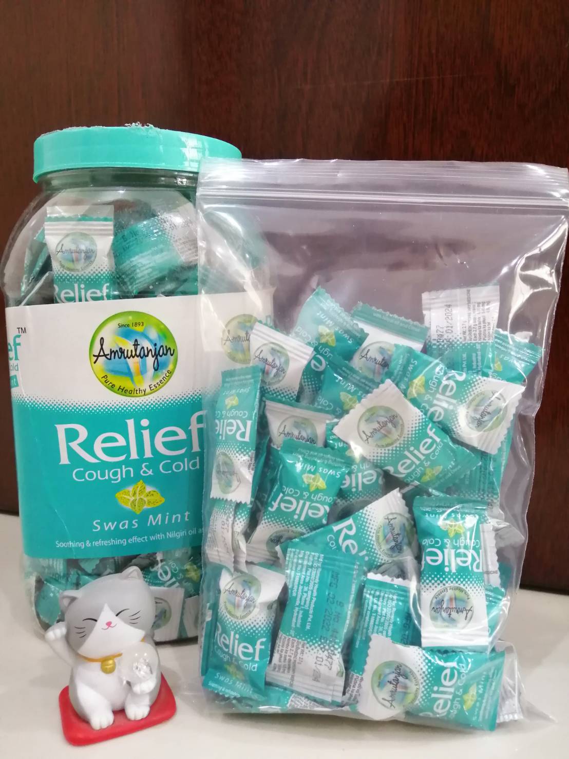 ลูกอม Amrutanjan Relief Swas Mint บรรเทาอาการระคายเคืองคอเนื่องจากหวัด ...