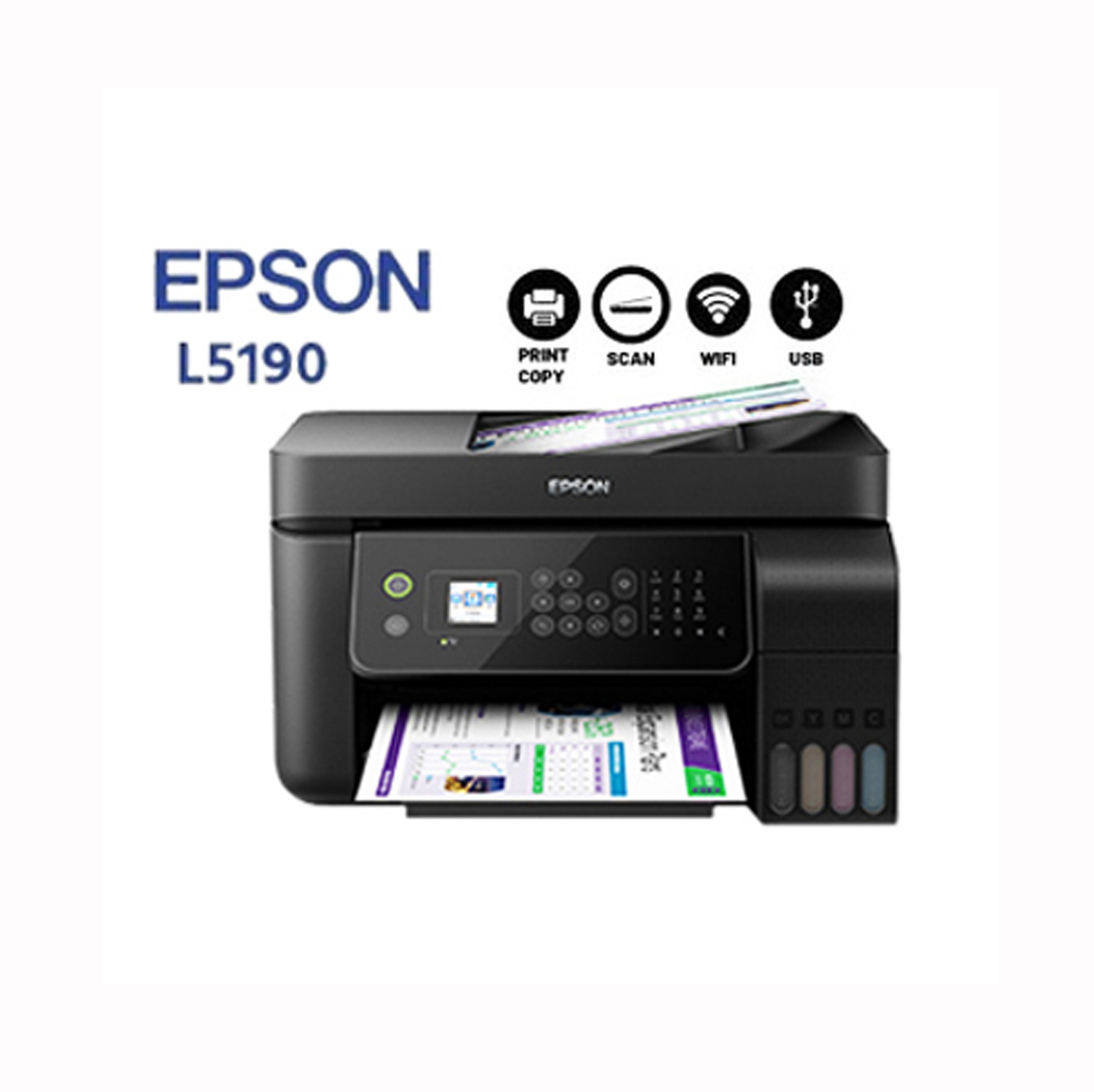 Epson L5190 Wi-Fi All-in-One Ink Tank Printer with ADF (เฉพาะเครื่องปริ ...