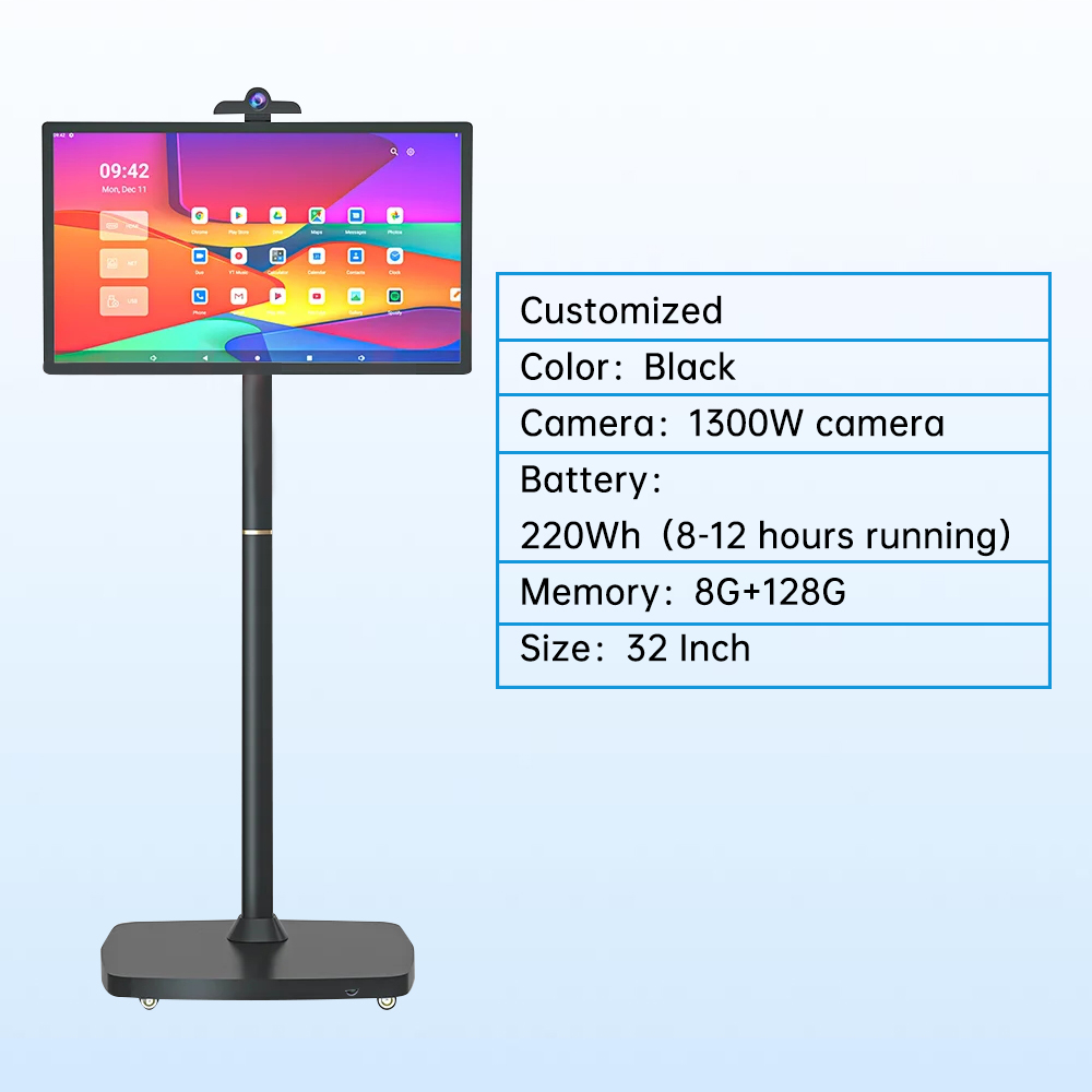แนวตั้งแบบพกพา 1920*1080P 23.8 Inch Moving Smart Touch Screen Monitor ...