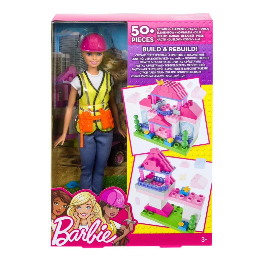 Barbie Builder Doll with Playset(Barbie x Mini Mega Bloks) ตุ๊กตาบาร์ ...