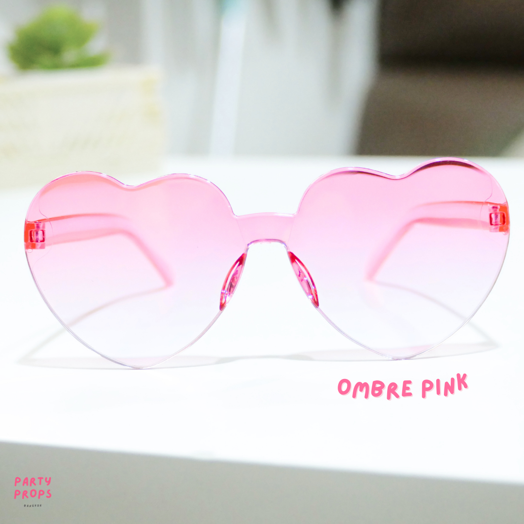 HEART SHAPED GLASSES แว่นตา กันแดด แฟชั่น ไร้ขอบ แว่นรูปหัวใจ ปาร์ตี้ ...