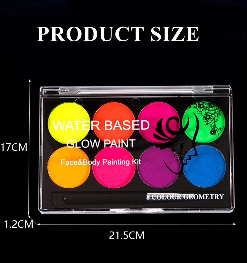 8 Colors Luminous Body Painting Glow Halloween Face Body Paint Set Face ...