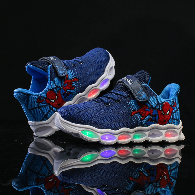 SAGYRITE Spider man Children Sport Shoes LED Light Shoes Kids Sneakers ...
