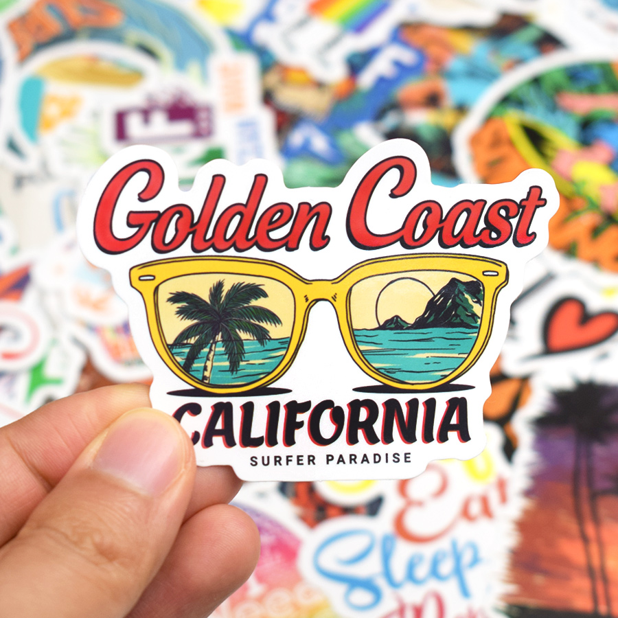50 PCS Outdoor Surfing Stickers Summer Sports Tropical Beach Surfing ...