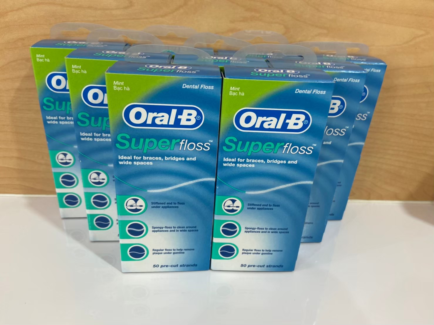 ไหมขัดฟัน Oral B Super Floss 50CT Strands สำหรับคนจัดฟัน - MixASale