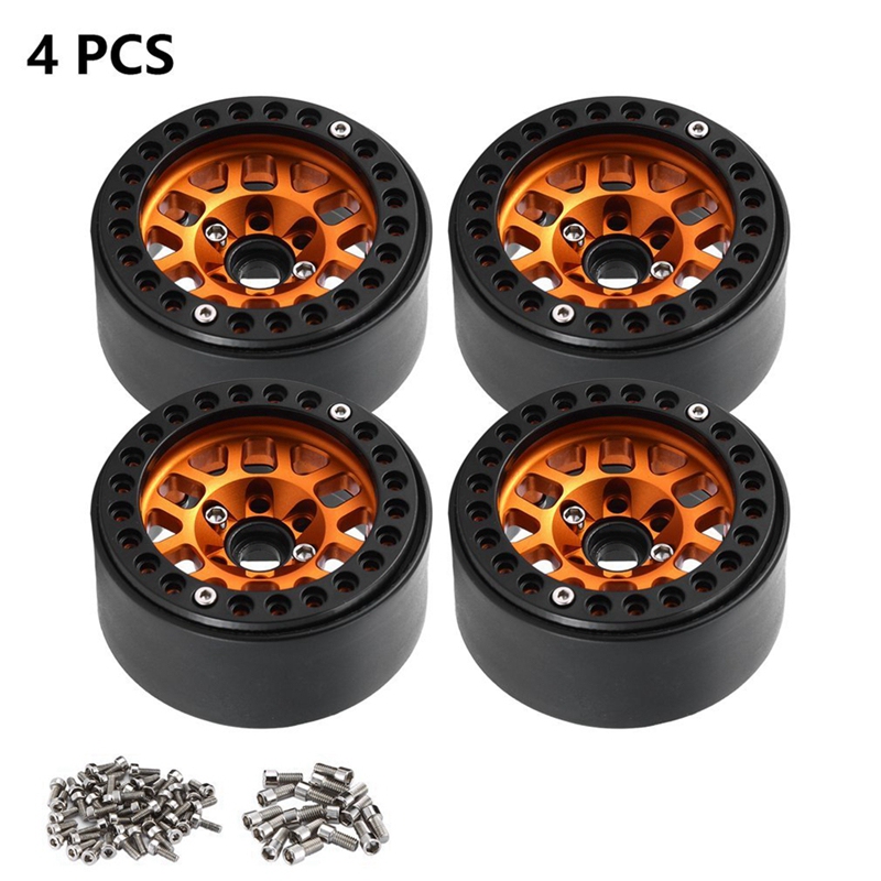 4PCS 1.9 Metal Beadlock Wheel Hub Rim for 1/10 RC Crawler Axial SCX10 90046 AXI03007 Traxxas ...