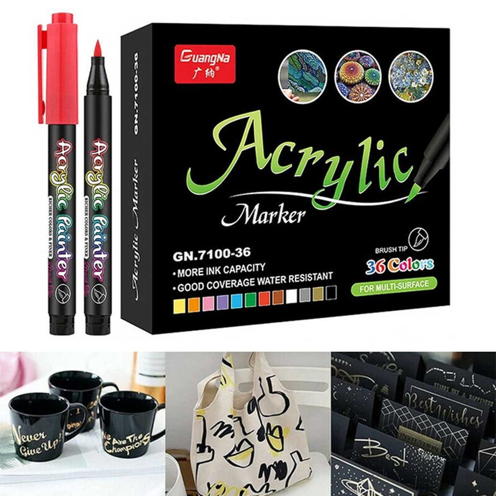 Acrylic Paint Pens Set of 36/24 Colors Extra Fine Point Water Based ...