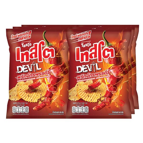 เทสโต เดวิล มันฝรั่งทอดกรอบแผ่นหยัก รสชิลลี่ผสมพริกจักรพรรดิ์ 48 กรัม ...