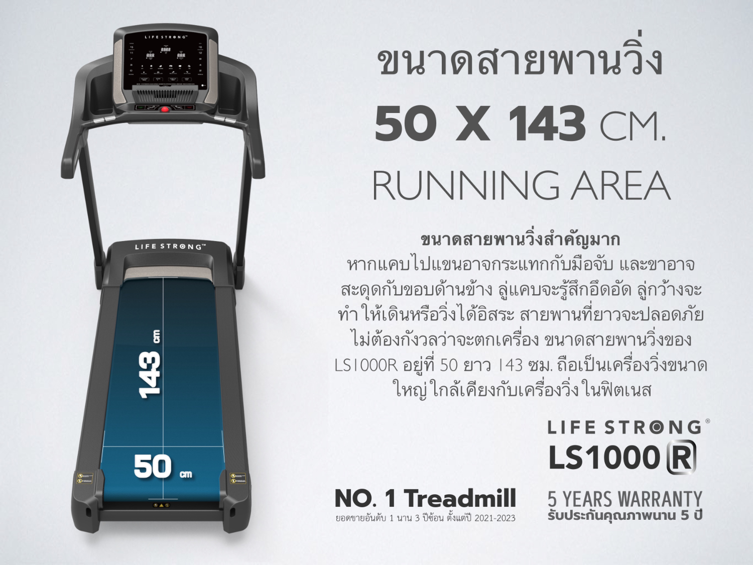 ลู่วิ่งไฟฟ้า Life Strong รุ่น LS1000R มอเตอร์ 5.0 Hp สามารถใช้ ...