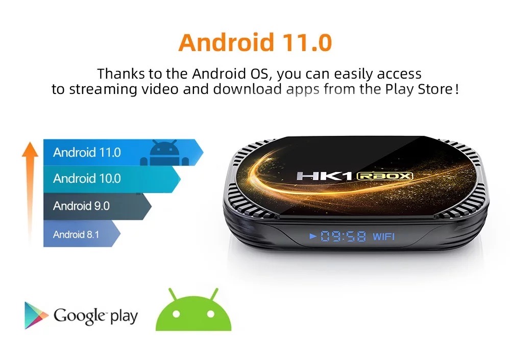 HK1 RBOX X4S Wifi 2.45G Bluetooth 4.1 CPU Amlogic S905X4 Android 11 ...