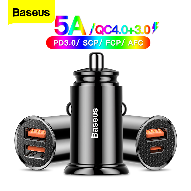 Baseus 5V/5A Dual USB Car Charger Quick Charge 4.0 QC4.0 QC3.0 QC SCP ...