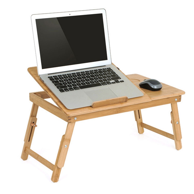Actionclub Nature Bamboo Laptop Table Simple Computer Desk with Fan for ...