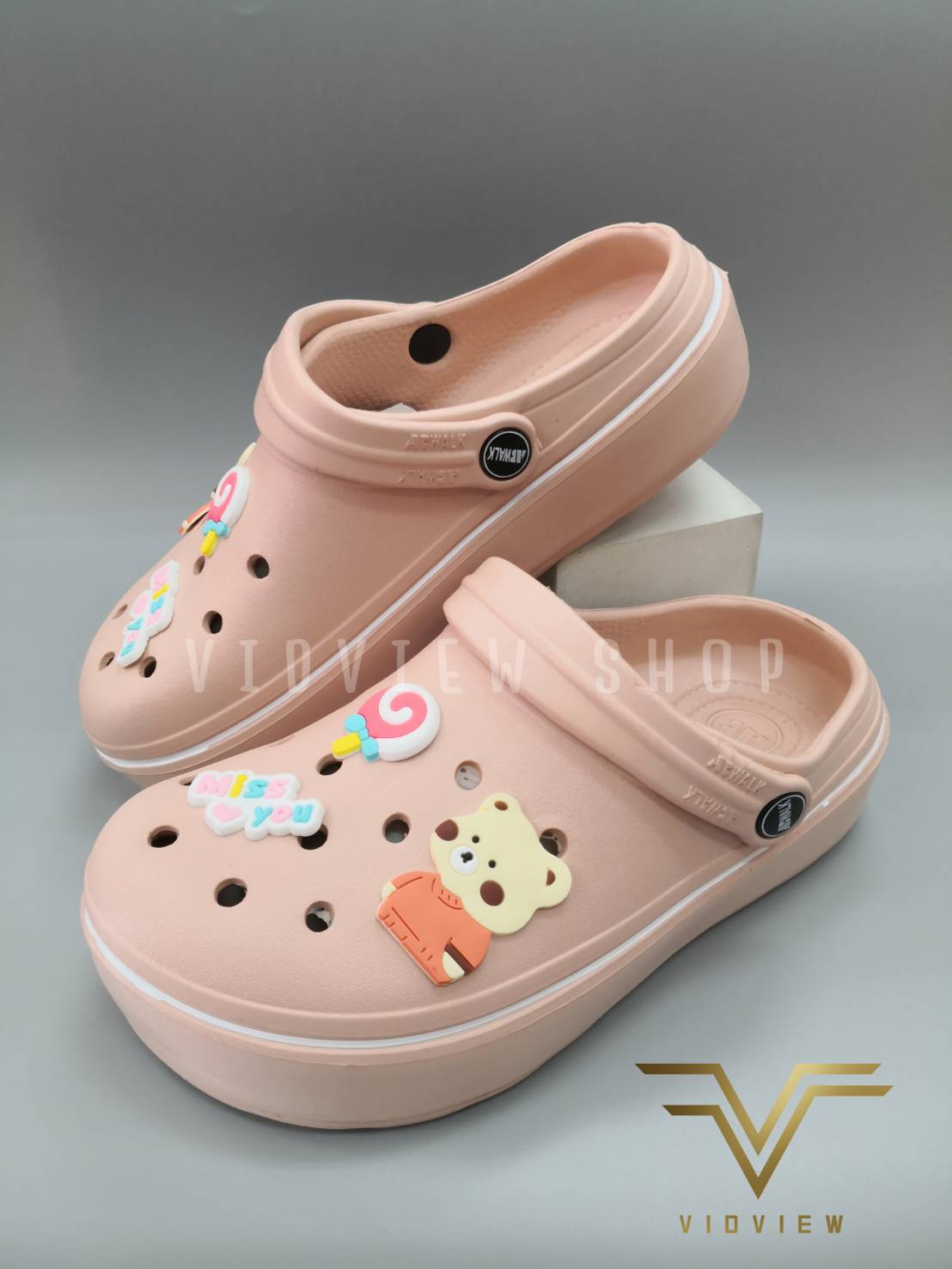 VIDVIEW ลดสนั่น รองเท้าหัวโต Abwalk 546W เบอร์ 36-39 ลายอมยิ้ม รองเท้า ...