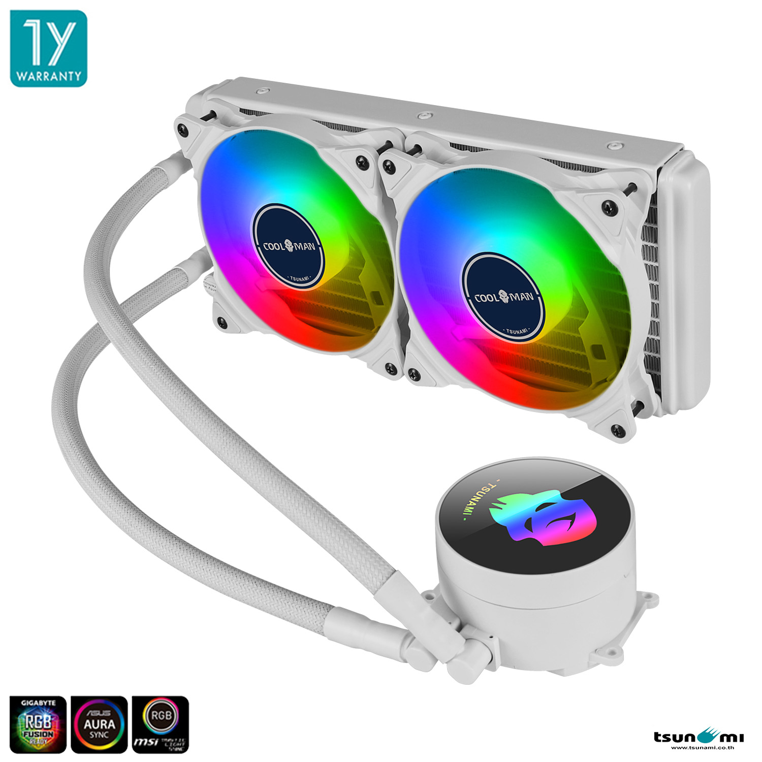 ชุดน้ำระบบปิด Tsunami CoolMan ARGB Multi-platform CPU Liquid Cooler CM ...