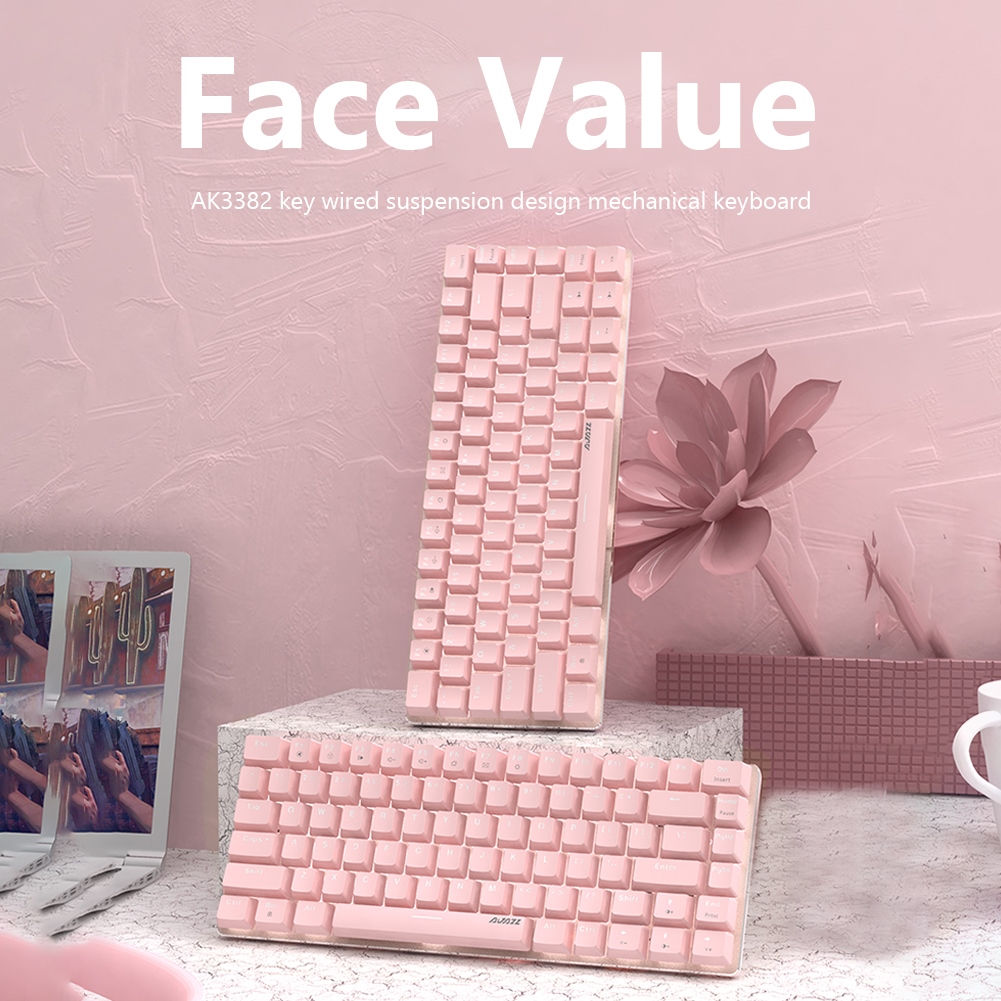 Pink cute Gaming Mechanical Keyboard USB Wired 61/87/104 keys with RGB ...