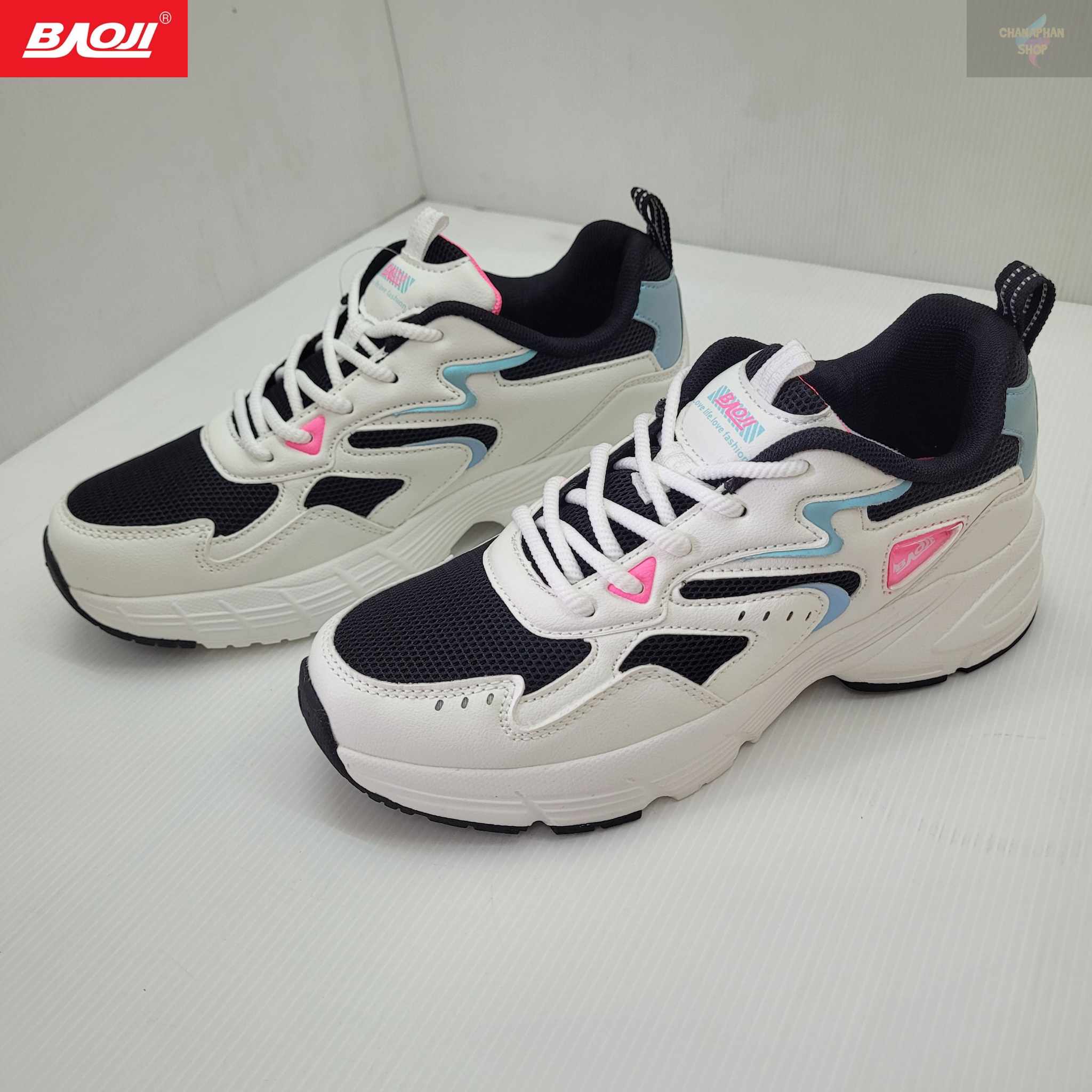 BAOJI ของแท้ 100 รองเท้าผ้าใบหญิง รองเท้าวิ่ง รุ่น BJW1000 สีดำขาว SIZE ...