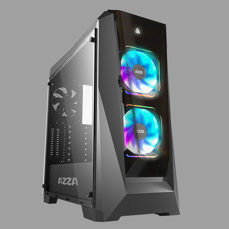 AZZA Mid Tower Tempered Glass RGB Gaming Case Chroma 410B - Black ...