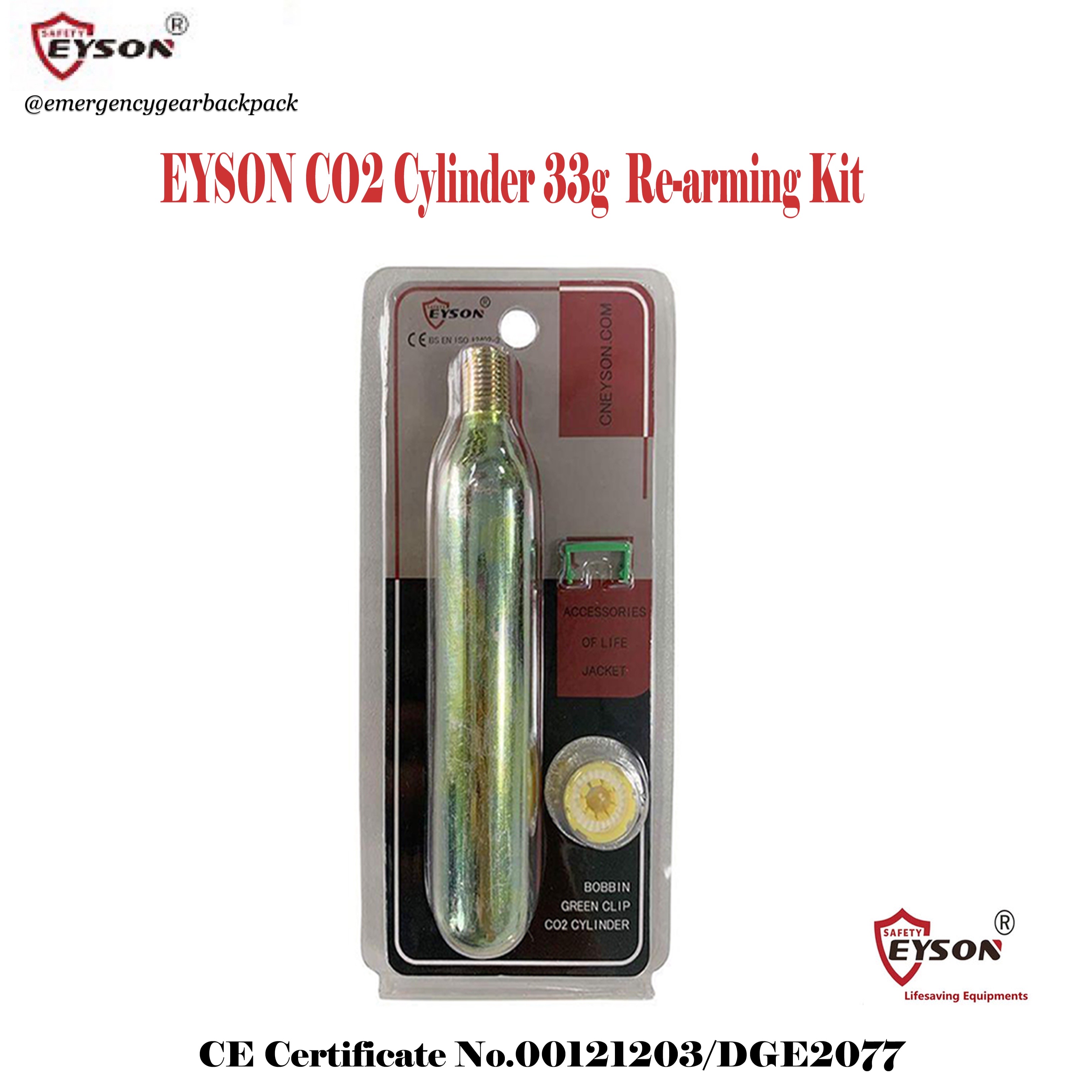 EYSON Co2 Cylinder 33g Life Jacket Re-arming Kit CE Certified ...
