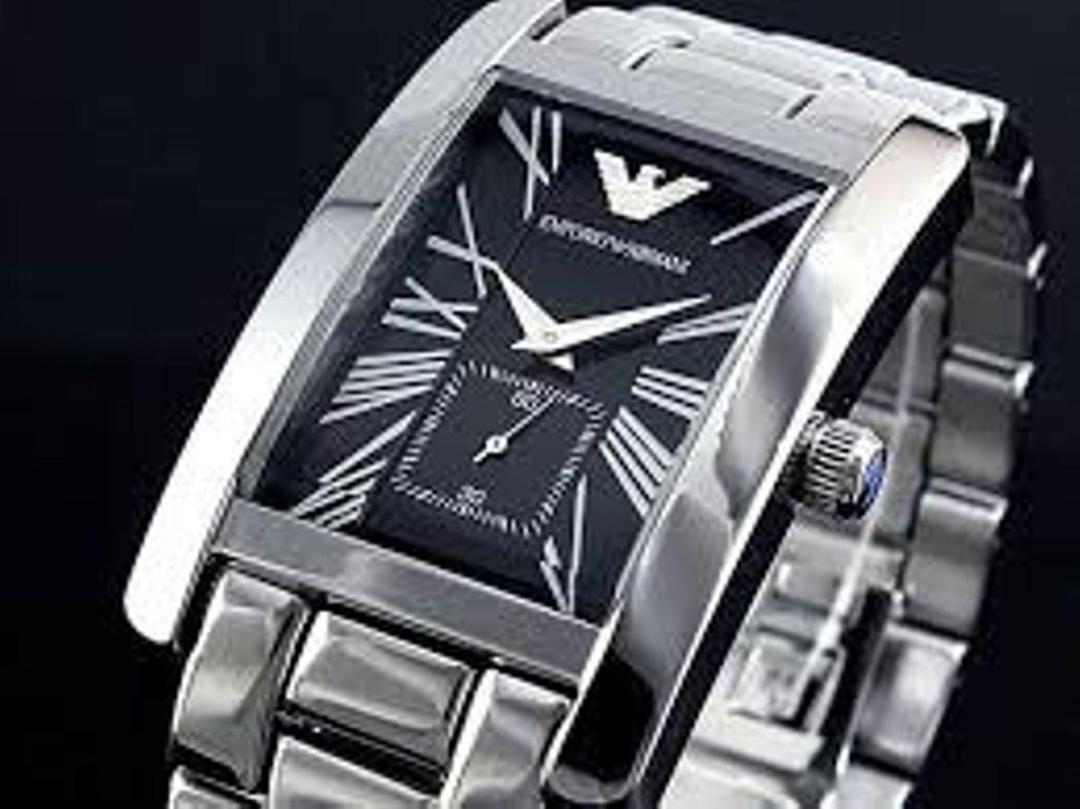 นาฬิกาข้อมือผู้ชาย ARMANI Black Rectangle Stainless Steel Bracelet Men ...