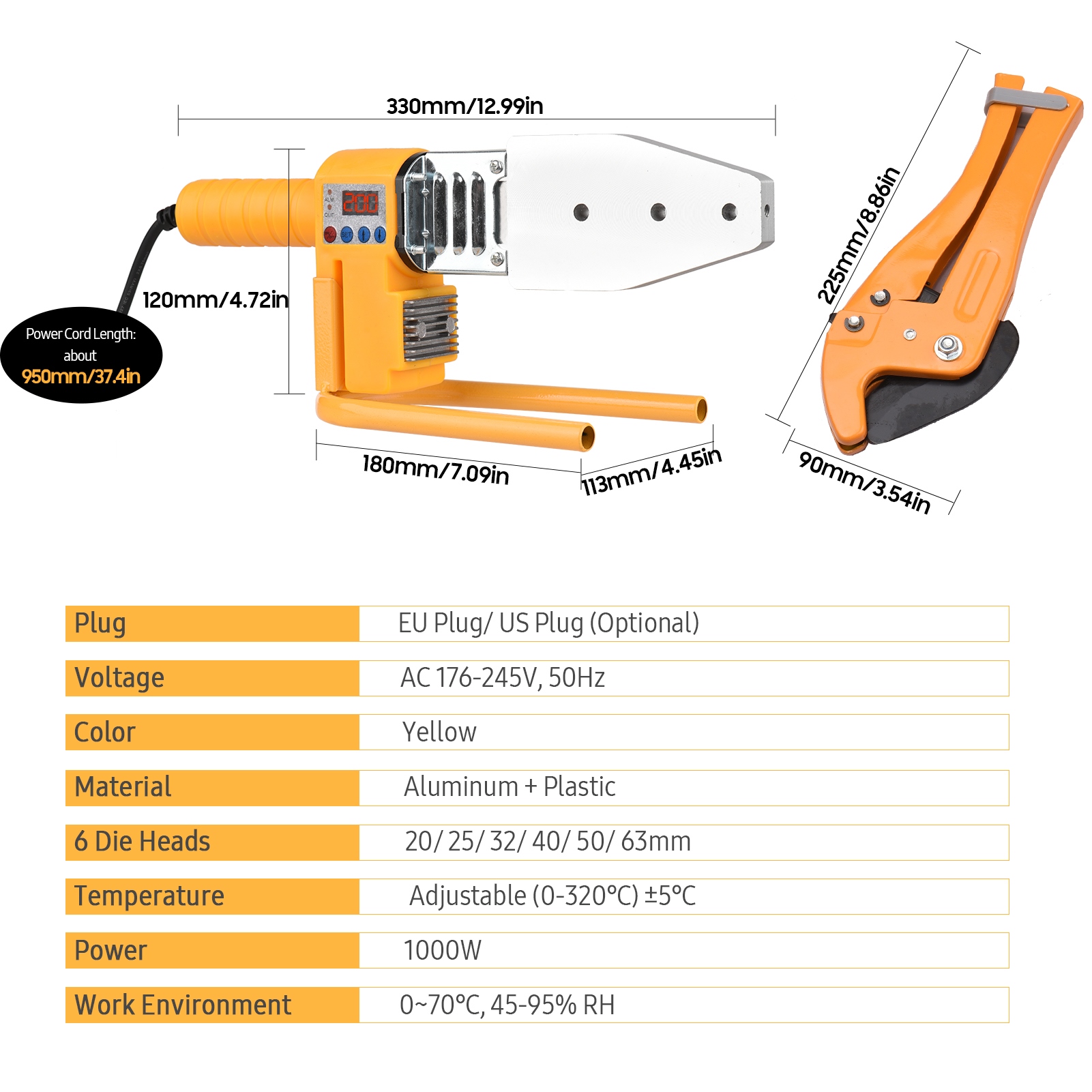 Electric Pipe Welding Machine Heating Tool Heads Set For PPR PB PE ...