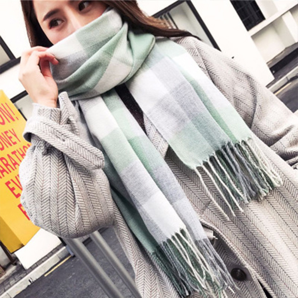 CANGCRU56383 Luxury Autumn Winter Women Warm Blanket Warm Tippet Cashmere Shawl Wrap Knitted ...