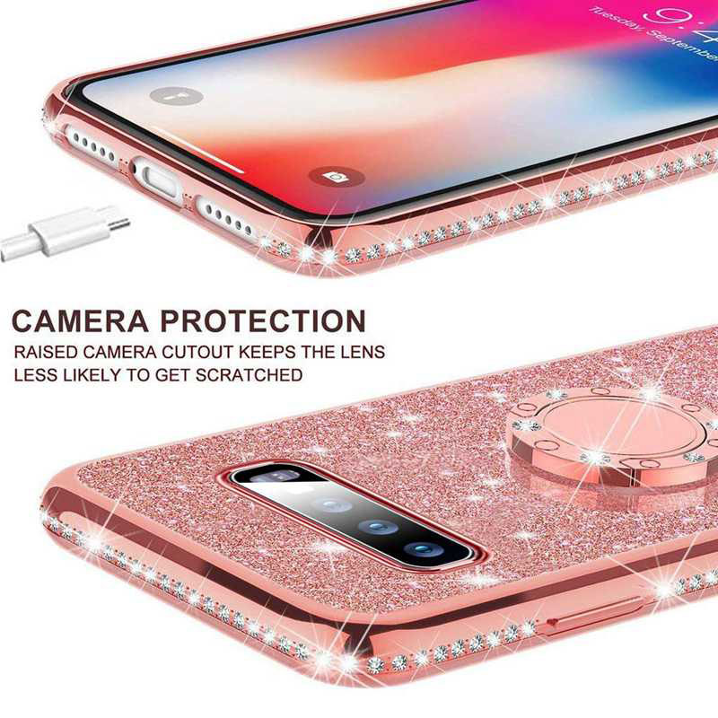 Luxury Bling Ring Soft Cover Case For Samsung Galaxy S8 S9 S10 Plus S10e A10 A20 A20E A30 A40 ...