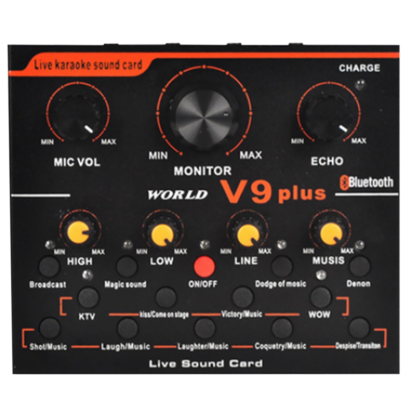 V9 Plus Professional Audio Mixer Audio USB External Sound Card Headset ...