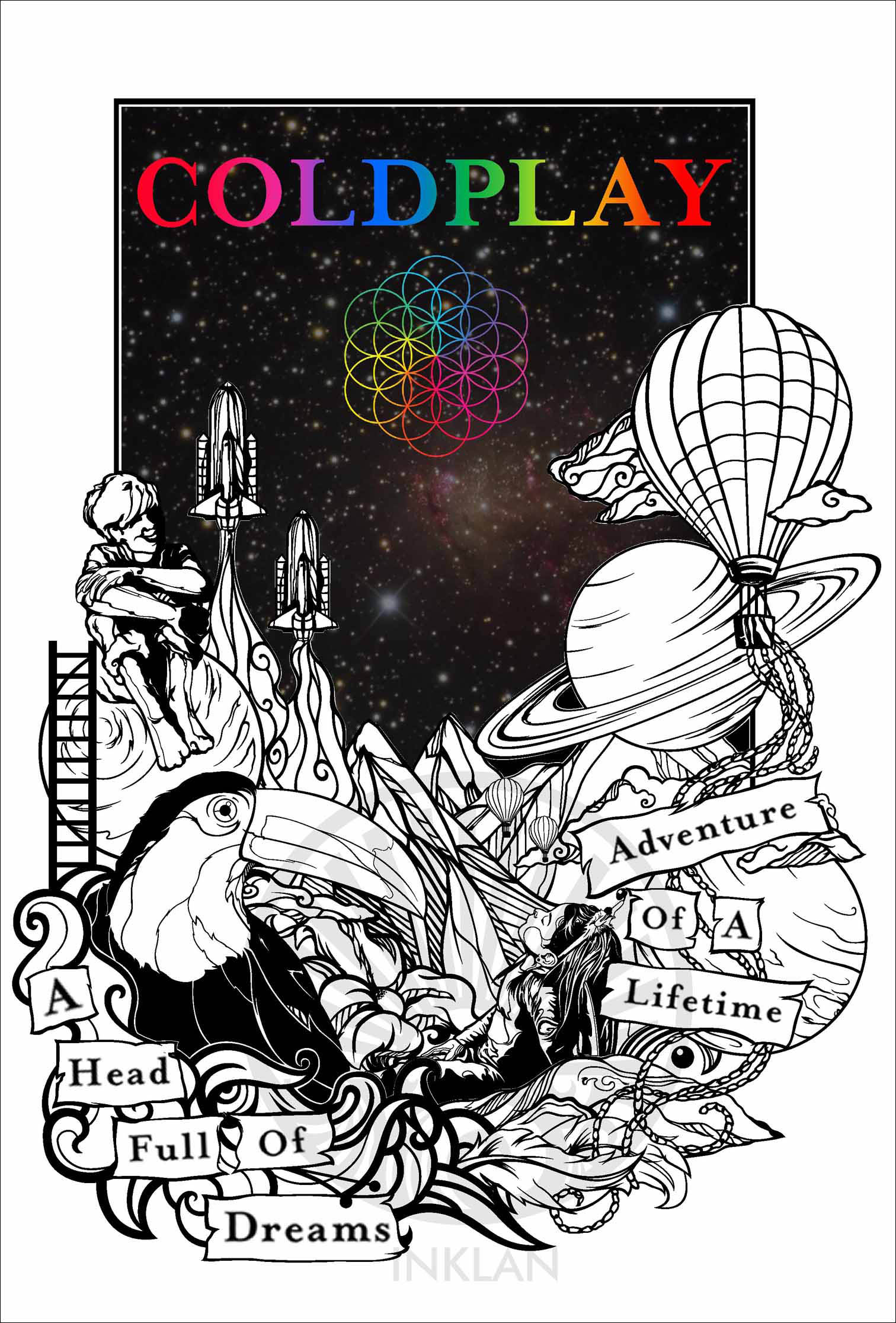 โปสเตอร์ Coldplay โคลด์เพลย์ คริส มาร์ติน Chris Martin Music Poster รูป ...