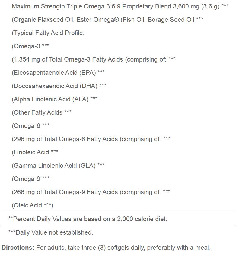 น้ำมันปลา369 สูตรเข้มข้นสูง Puritans Pride Maximum Strength Triple ...