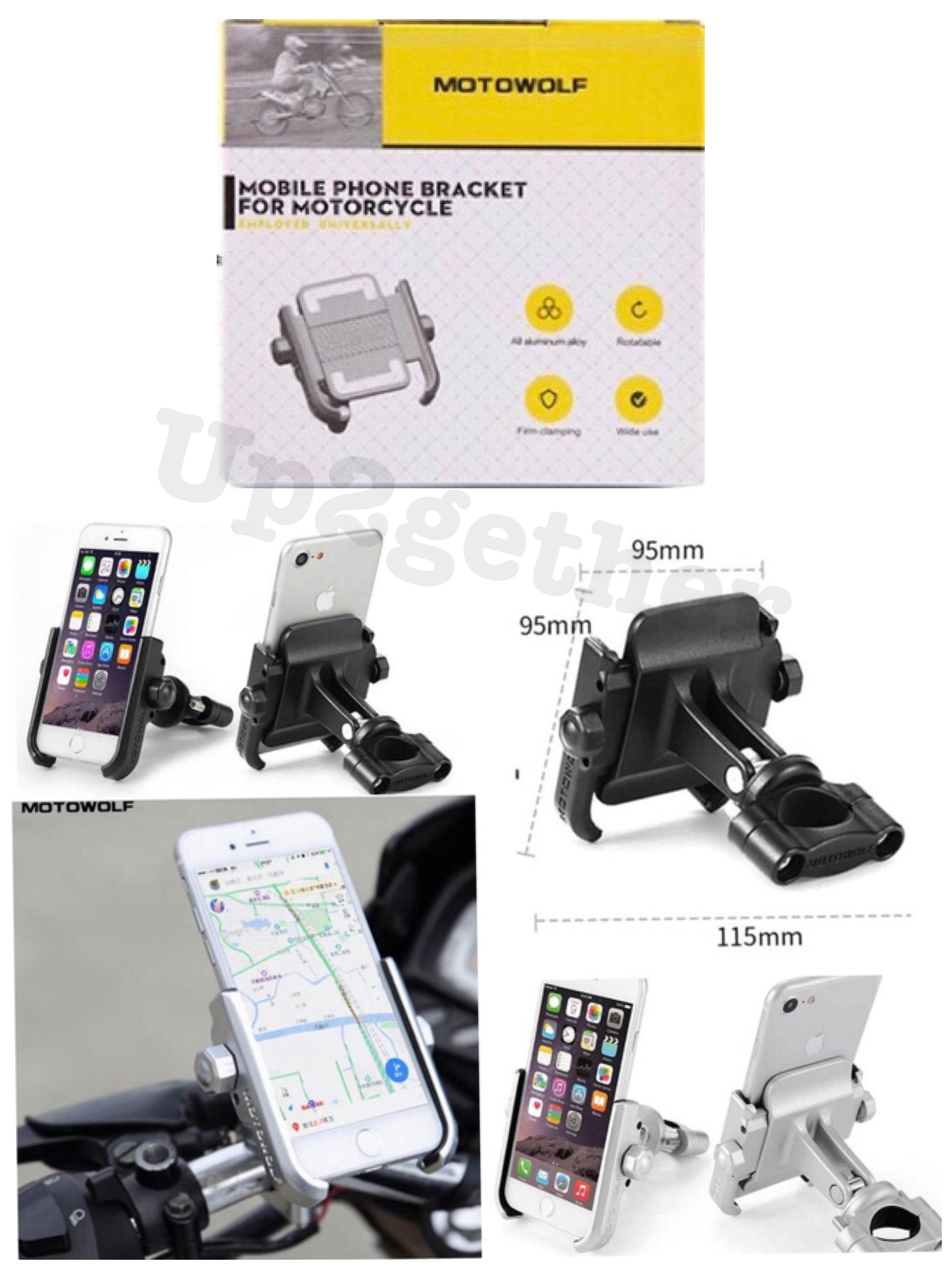 Moto wolf ที่จับมือถือ ที่ยึดมอเตอร์ไซค์ แบบแฮนด์ งาน อลูมิเนียม (สีดำ ...