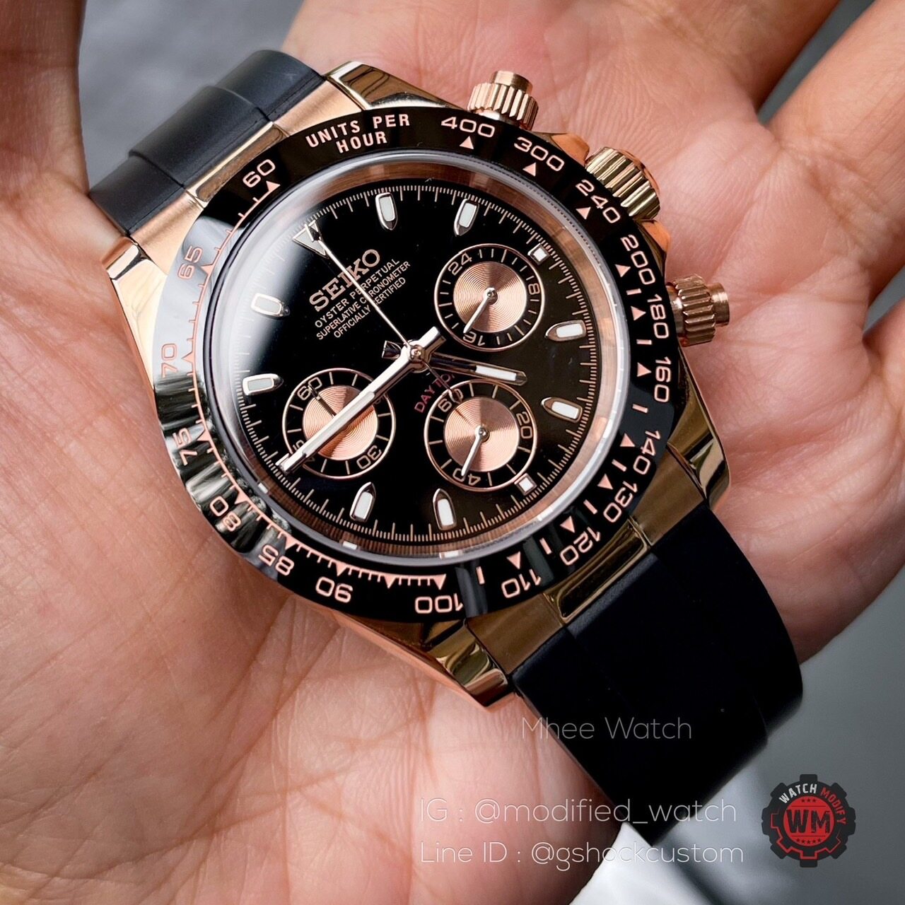 Seiko Mod Daytona Black Chocolate VK63 Movement Type Quartz - Mhee ...