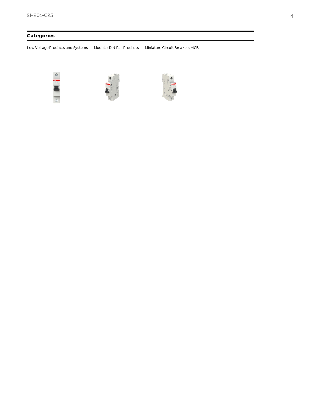 ABB SH201-C25 ลูกย่อยเซอร์กิตเบรกเกอร์ 25 แอมป์ 1 โพล 6kA ABB System M Pro 25A MCB Mini Circuit ...