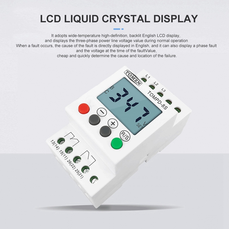 3 Phase Din Rail Adjustable Under Over Voltage Protector Voltage ...