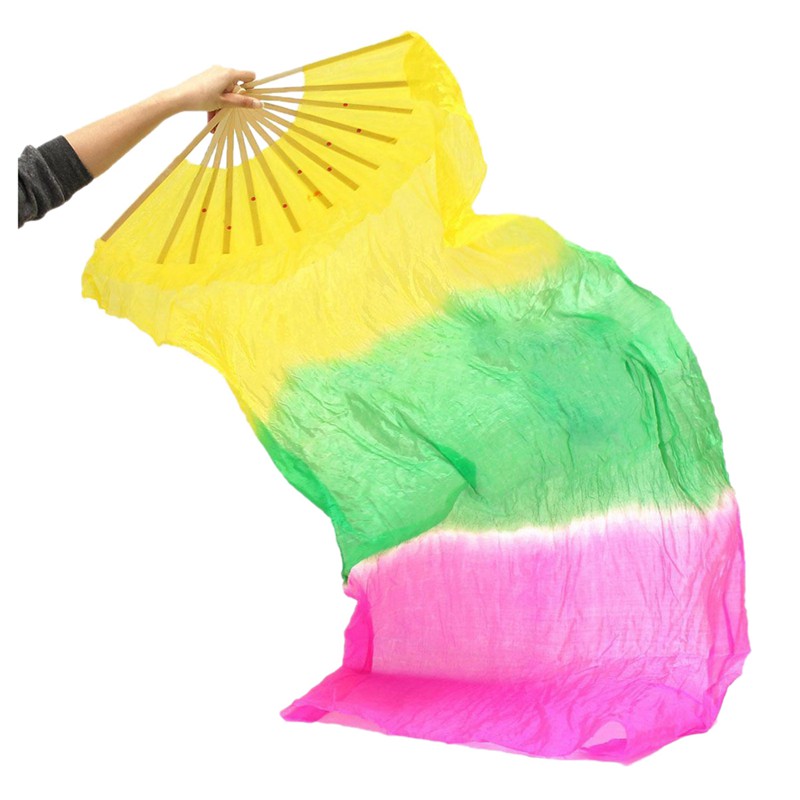 1.8m Hand Made Colorful Dancing Long Fans Veils, Yellow green pink ...
