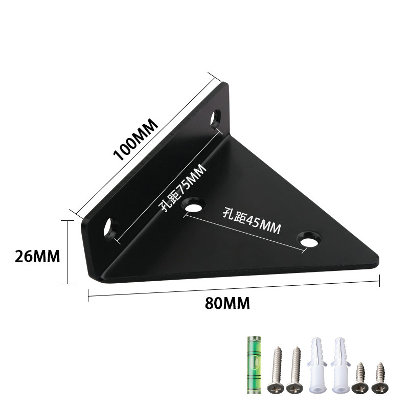2PCS Black Triangle Angle Bracket White Metal Heavy Support Wall ...