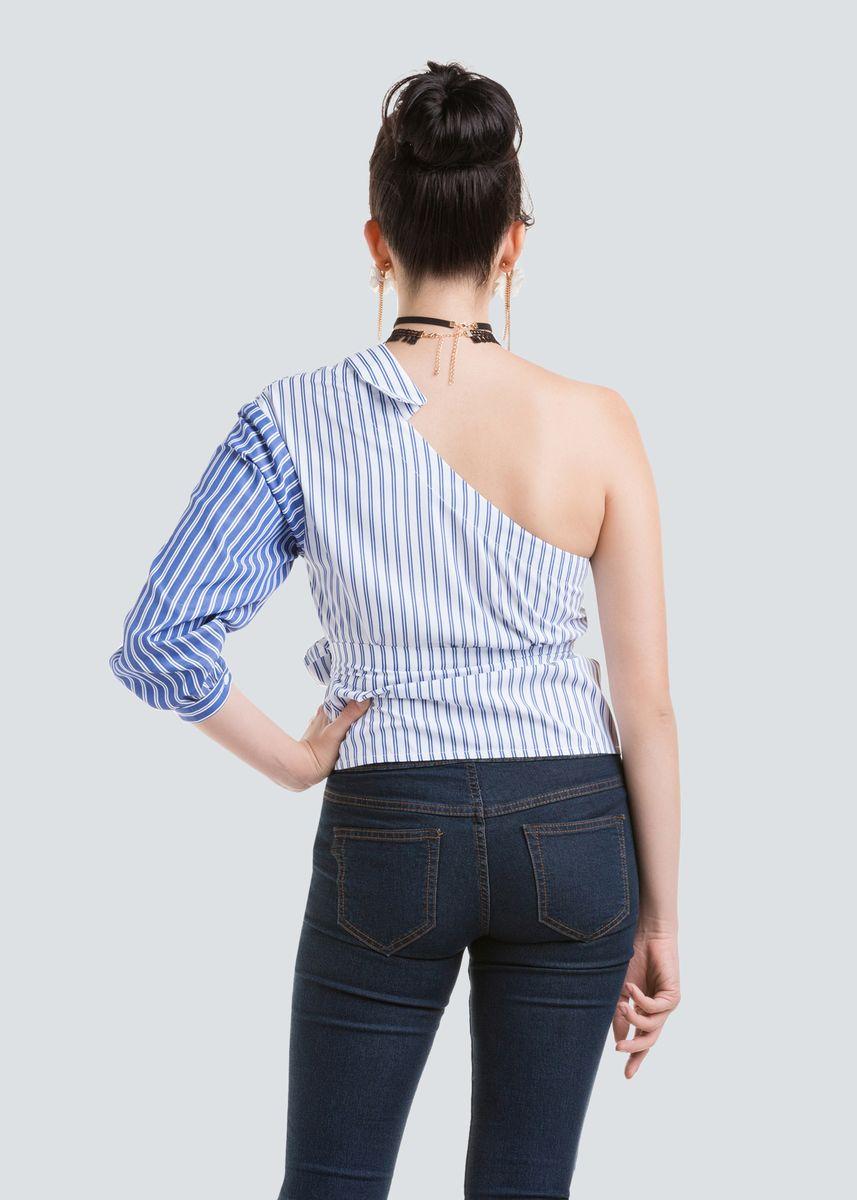 Blue White Striped One Shoulder Top - AFRIDAYSHOP - ThaiPick