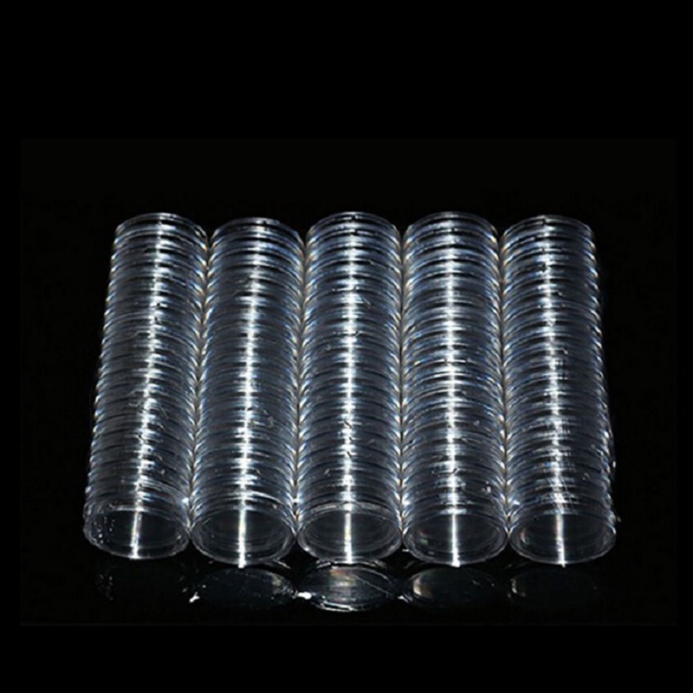 10Pcs 18-50mm Coin Cases Capsules Holder Clear Plastic Round Storage ...