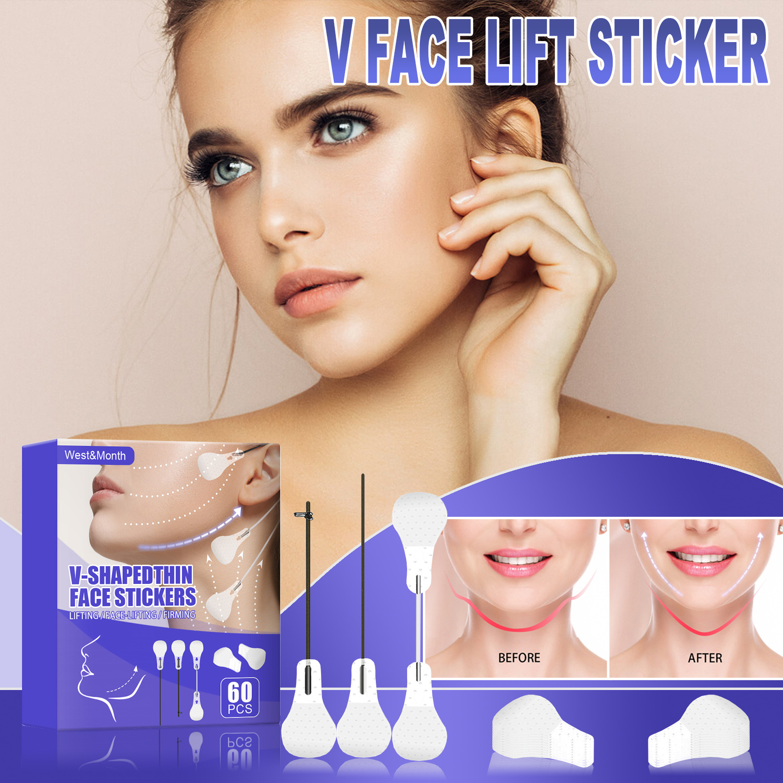 V Face Makeup Adhesive Tape เทปยกกระชับใบหน้า เทปสติ๊กเกอร์ยกกระชับใบ ...